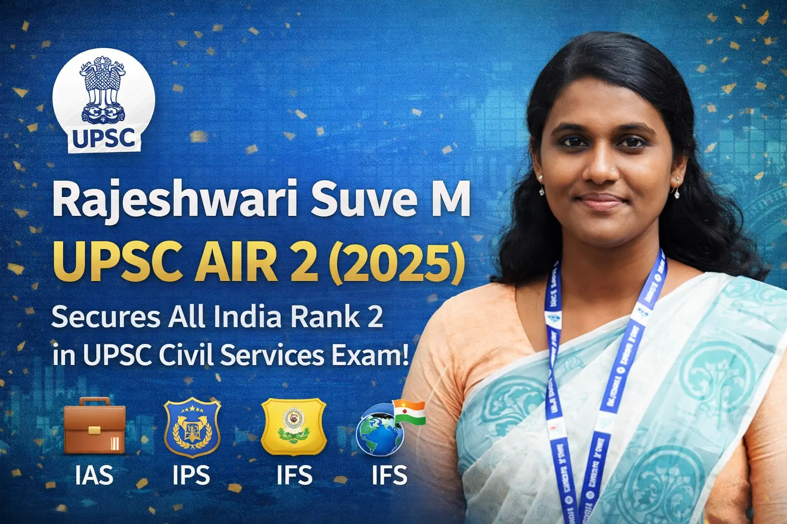 Rajeshwari Suve M UPSC AIR 2 2025, Age, Attempts, Optional Subject ...
